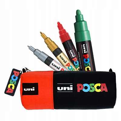 Zestaw pisaków POSCA 9 szt. + piórnik POSCA czerwony (5906340928644 ...
