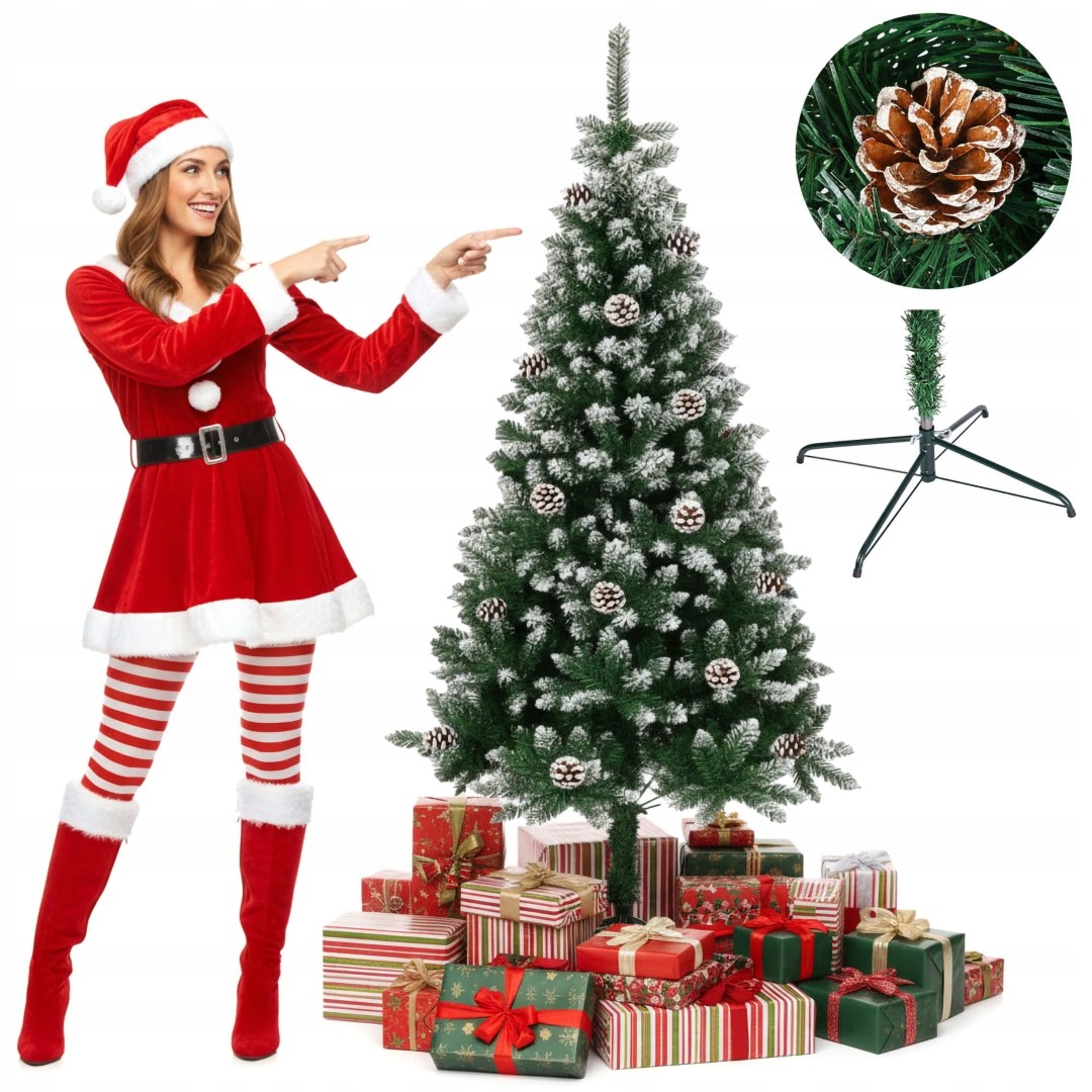 Choinka ośnieżona EVE świerk 180 cm szyszki stojak (5905523061093 ...