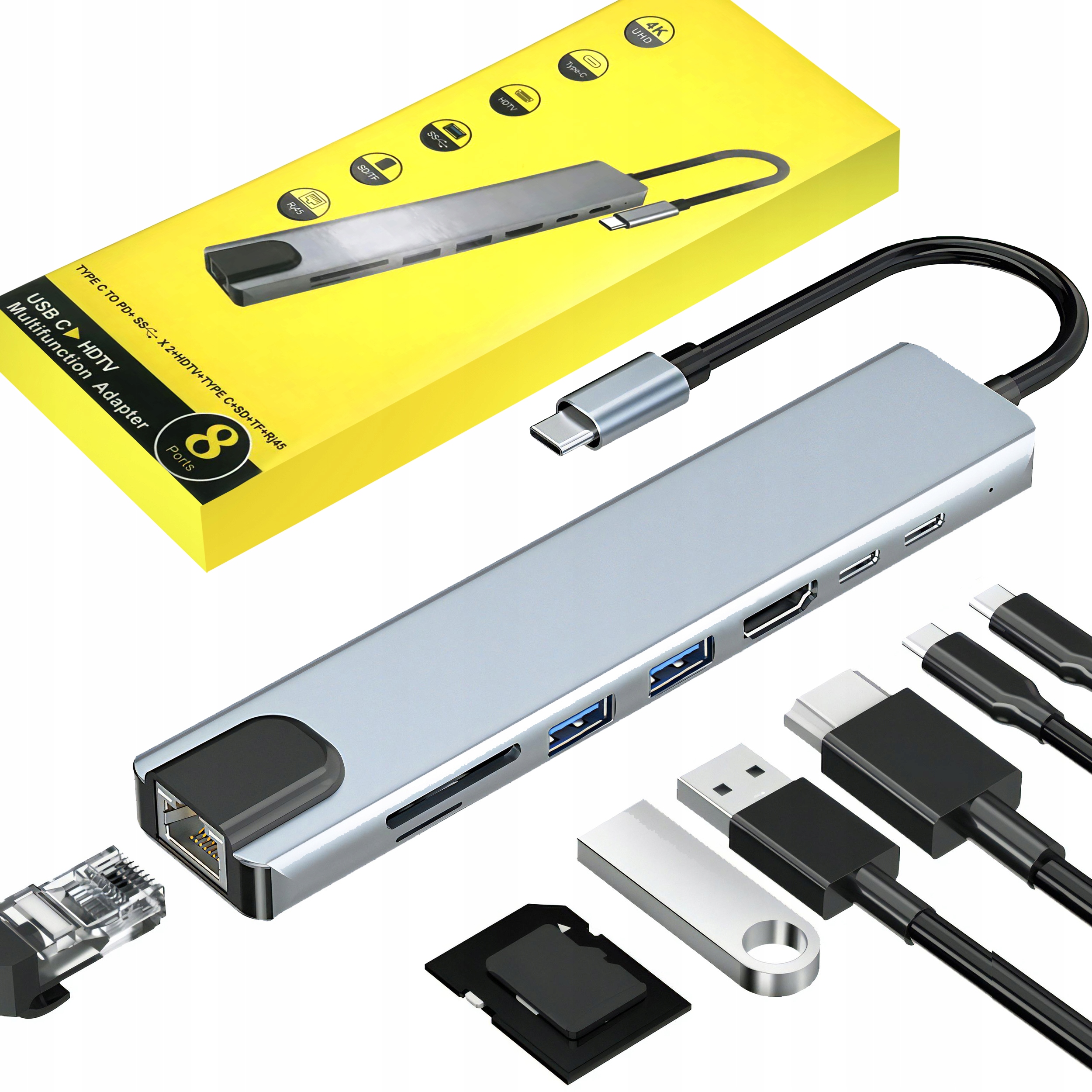 Hub USB Renew Force WIELOFUNKCYJNY ADAPTER HUB USB HDMI MICROSD 8 portów - Sklep, Opinie, Cena w ...