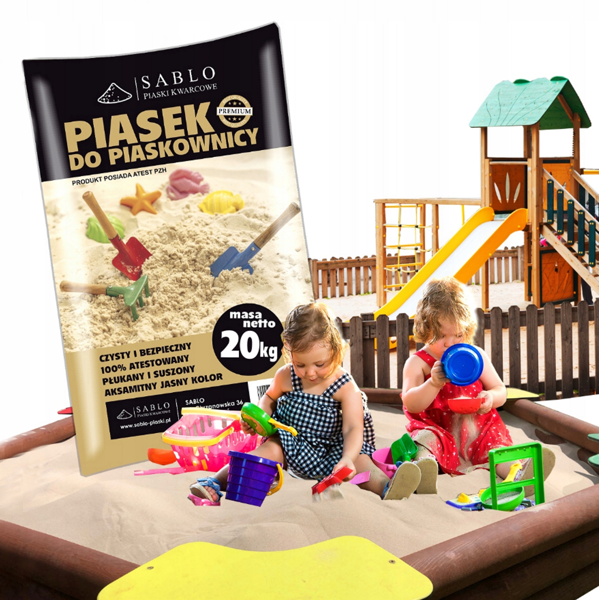 PIASEK PIASKOWNICY DZIECI DELIKATNY Atest PZH 20kg (5904639112217 ...