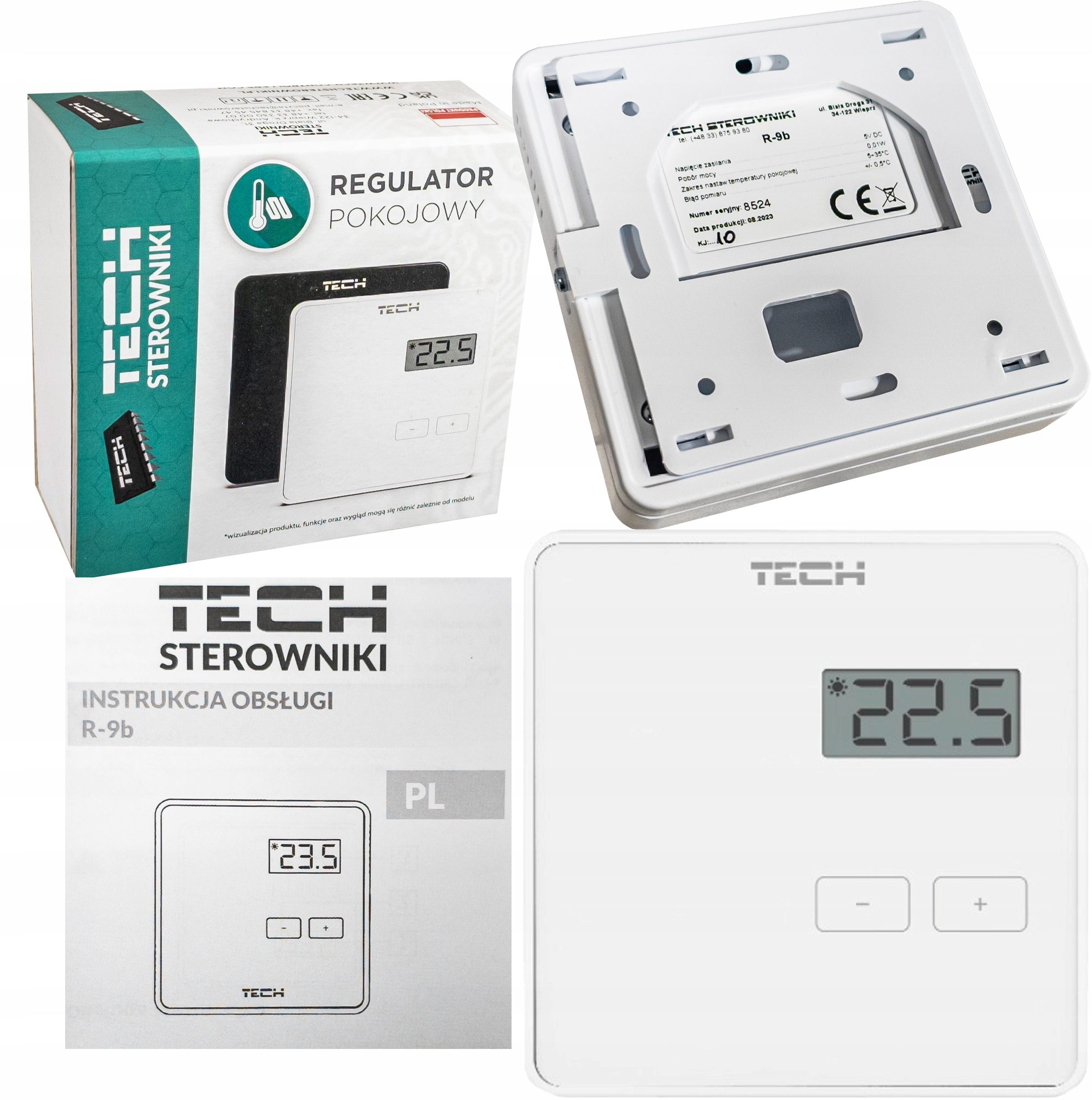 REGULATOR STEROWNIK TERMOSTAT POKOJOWY NATYNKOWY BIAŁY R-9b TECH ... REGULATOR STEROWNIK TERMOSTAT POKOJOWY NATYNKOWY BIAŁY R-9b TECH ...