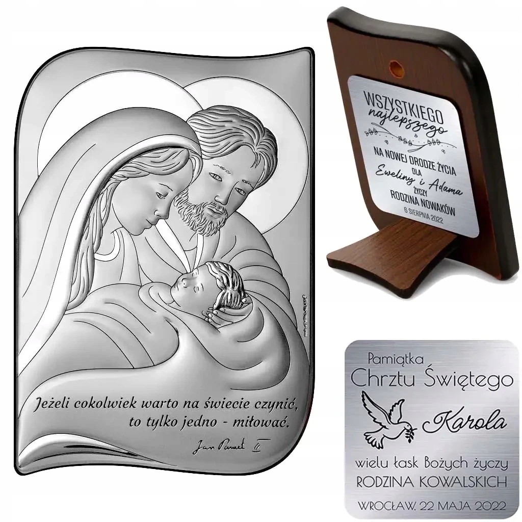 PREZENT NA ŚLUB OBRAZ SREBRNY ŚWIĘTA RODZINA • Cena, Opinie - Allegro
