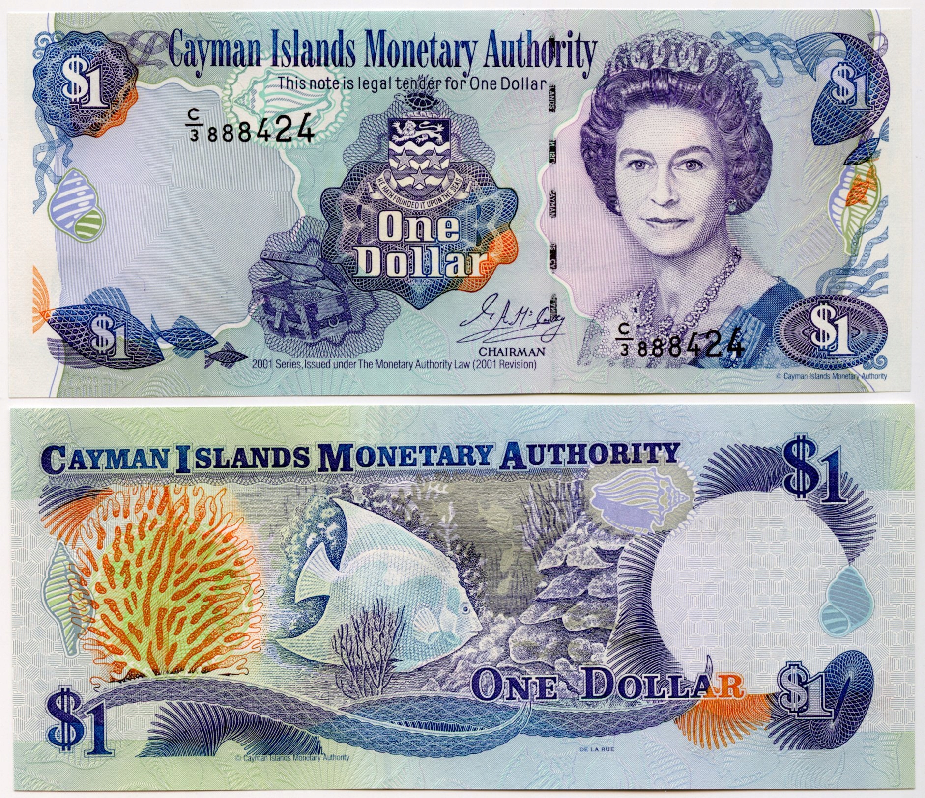 KAJMANY 1 DOLLAR 2001 P-26b Prefix C3 UNC ELŻBIETA II • Cena, Opinie ...