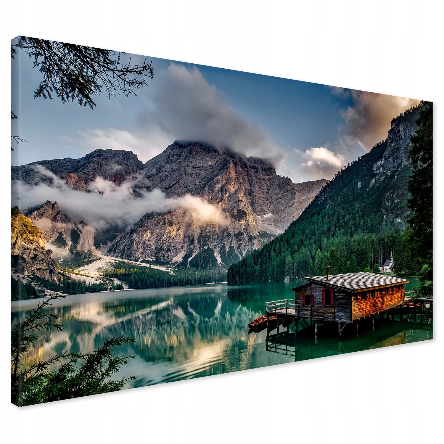 Obraz na płótnie góry domek jezioro Nowoczesny na ścianę 120x80 ...