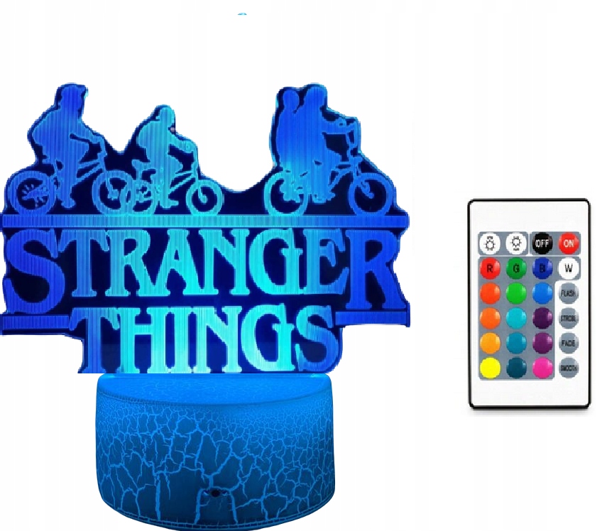 LAMPKA NOCNA 3D LED USB STRANGER THINGS FILM 16 KOLORÓW PILOT ...
