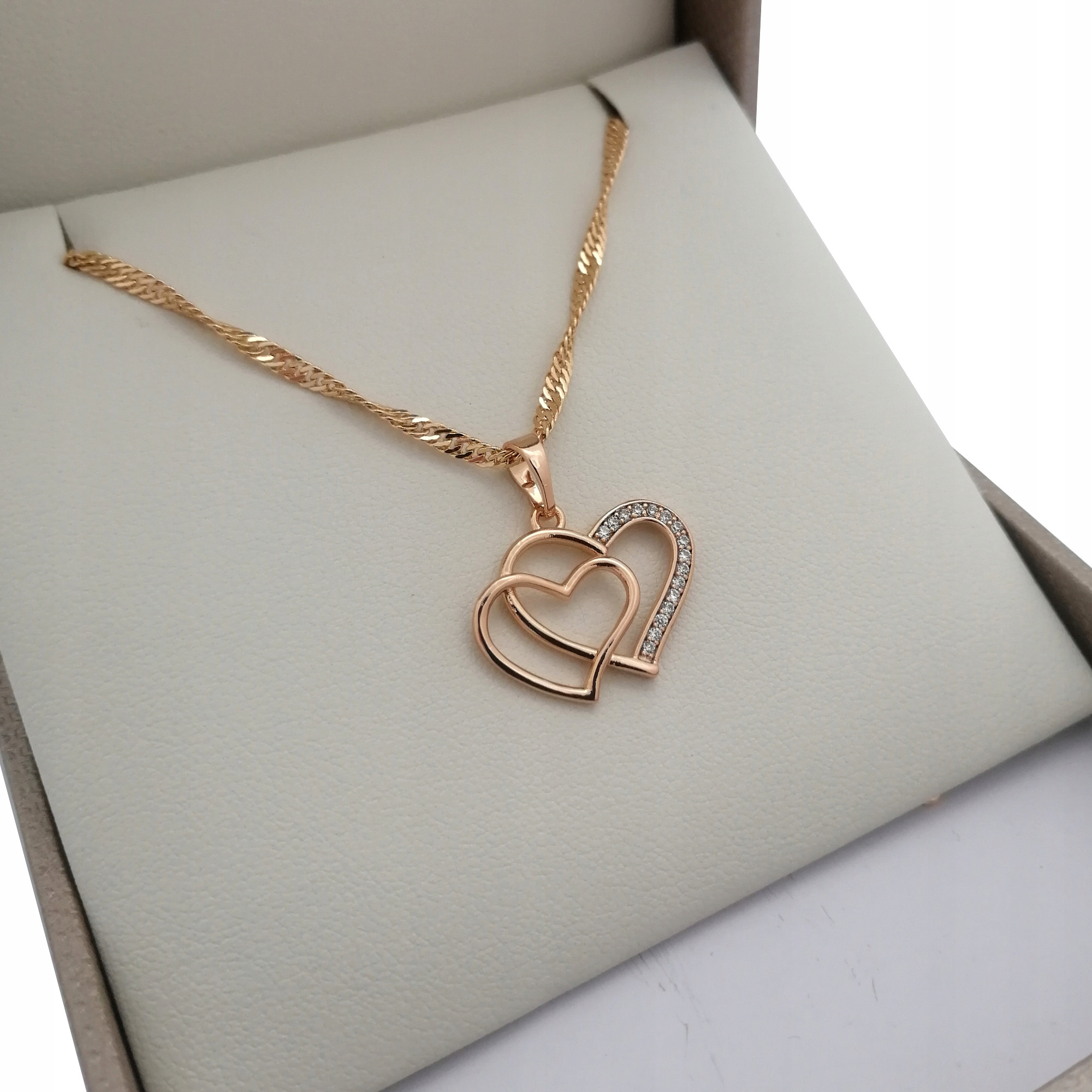 ZLATÝ NÁHRDELNÍK SRDCE 18 KARÁTOV DARČEK 50CM - Allegro