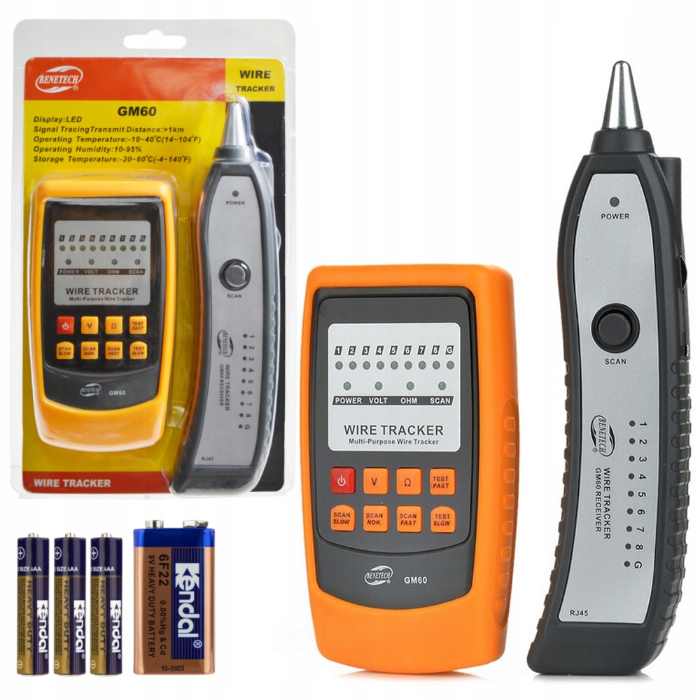 TESTER SIECI KABLI SIECIOWYCH SZUKACZ PAR PRZEWODÓW WIRE TRACKER RJ45 ...