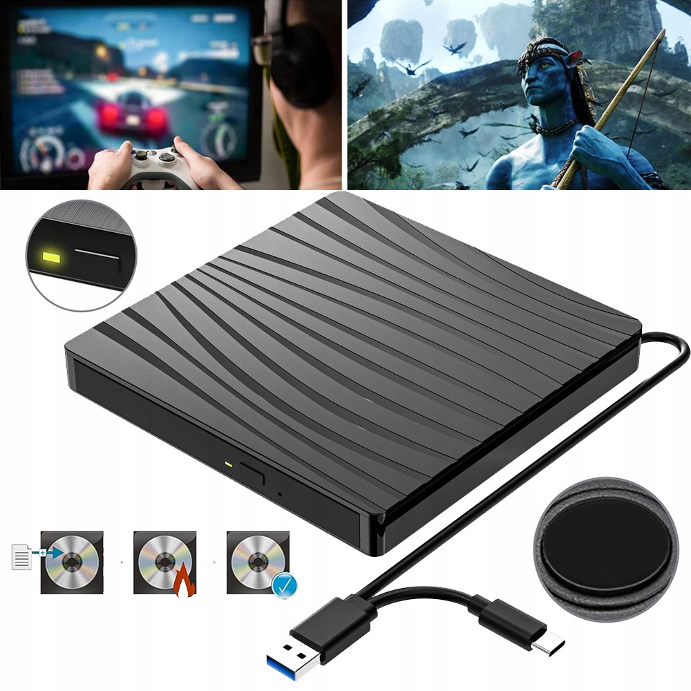 Przenośny napęd Zewnętrzna nagrywarka DVD USB 3.0 USB-C - Sklep, Opinie ...