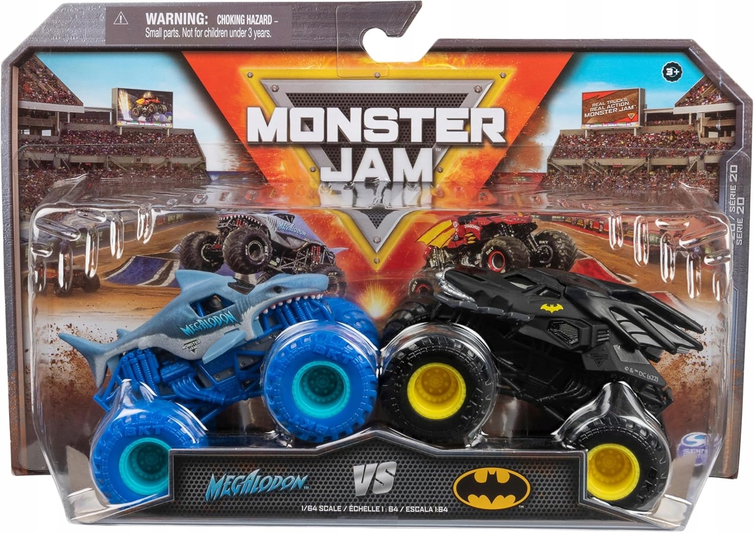 Zestaw Monster Jam Megalodon vs Batman MONSTER TRUCK 1:64 ORYGINALNY ...