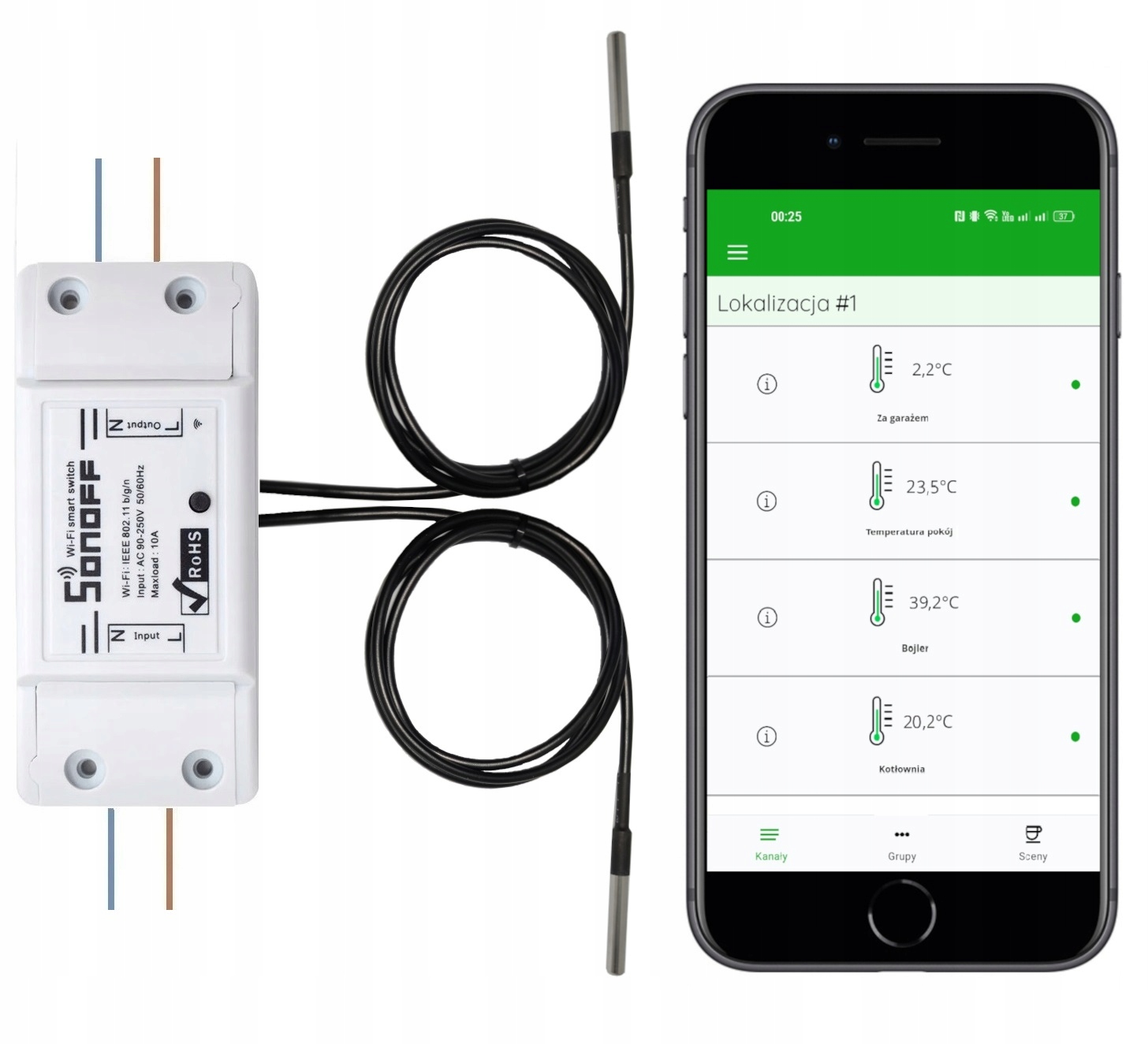 Sonoff Basic 2x2 metry termometr WIFI termostat SUPLA czujnik ...