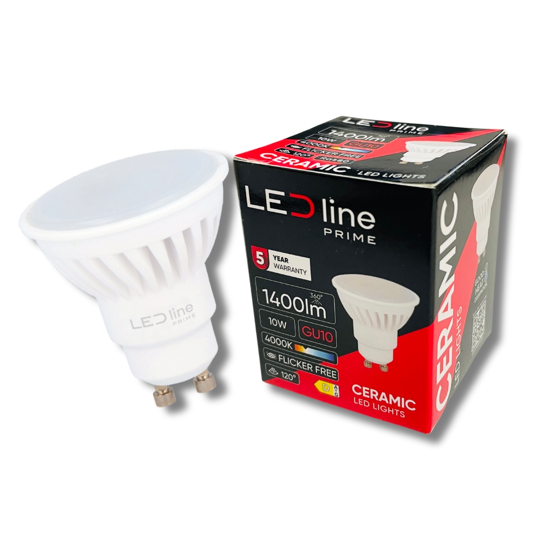 Żarówka LED line PRIME GU10 10W 4000K Neutralna 1400lm Ceramiczna MOCNA (5905378201521) • Cena ...