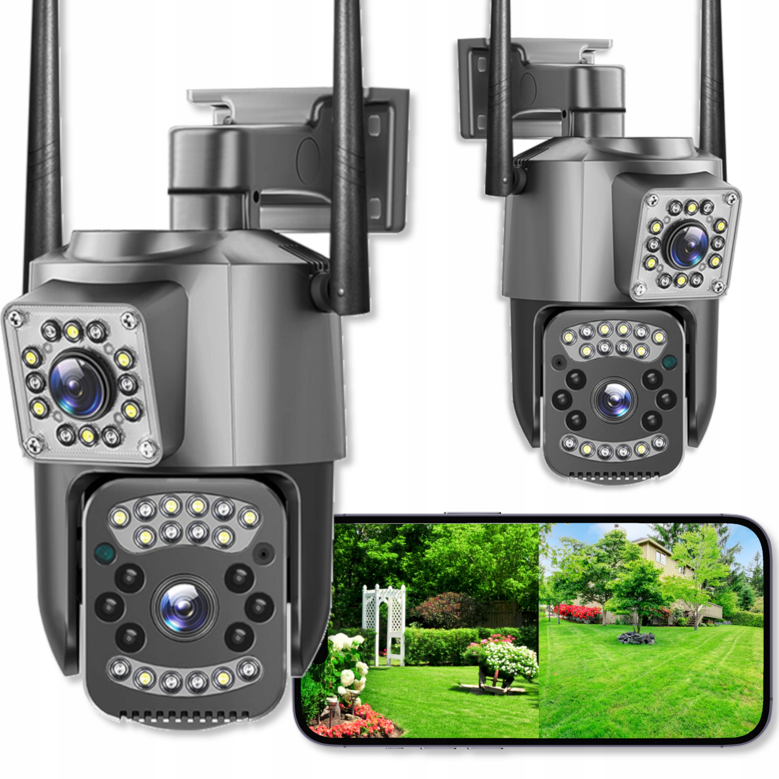 DUÁLNÍ VENKOVNÍ WIFI KAMERA SMART IP QUADHD 4MPX APLIKACE DETEKCE IR za ...