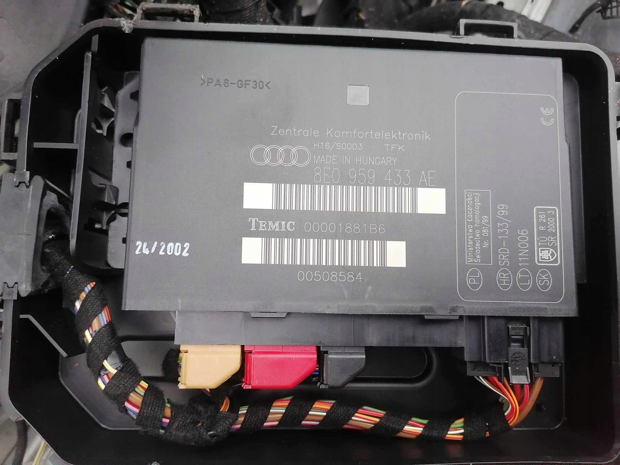 MODUŁ KOMFORTU AUDI A4 B6 8E0 959 433 AE 8E0 959 433 AE za 250 zł z ...