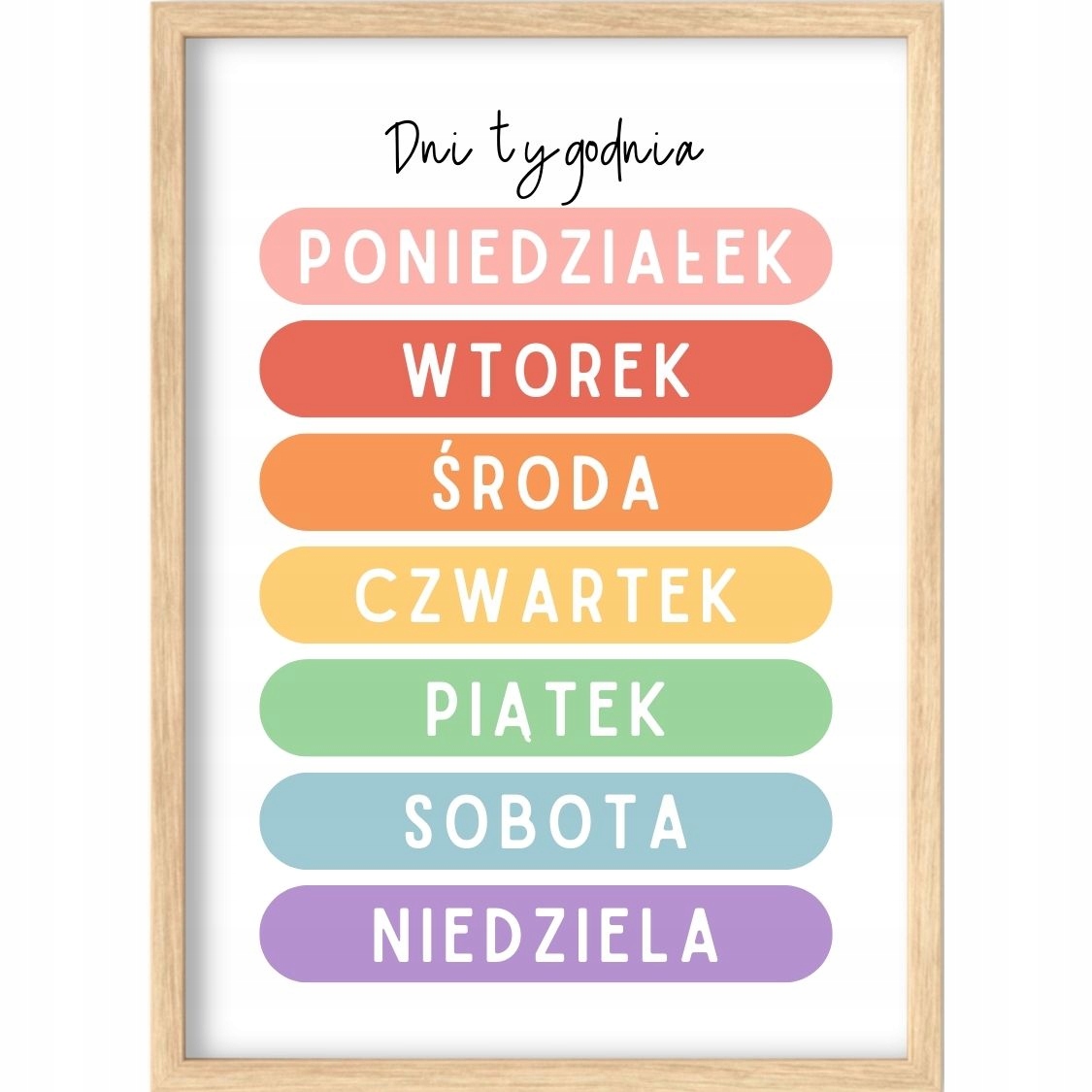 PLAKAT 21x30 A4 EDUKACYJNY DNI TYGODNIA TYDZIEŃ KOLEJNOŚĆ SZKOŁA PLANSZA 14527583294 - Allegro.pl