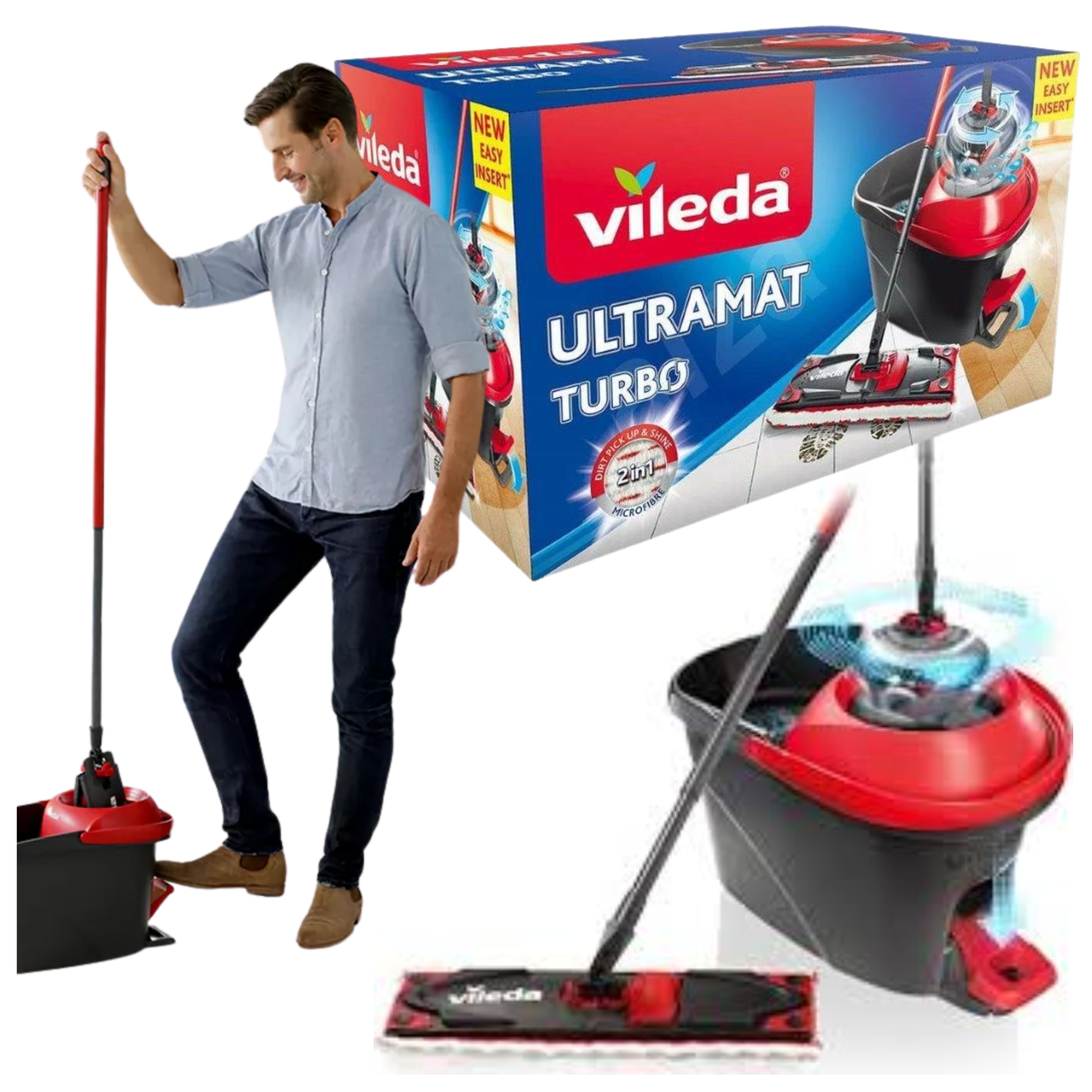 VILEDA MOP OBROTOWY PŁASKI ULTRAMAT Ultramax TURBO EASY PRO wirówka ...