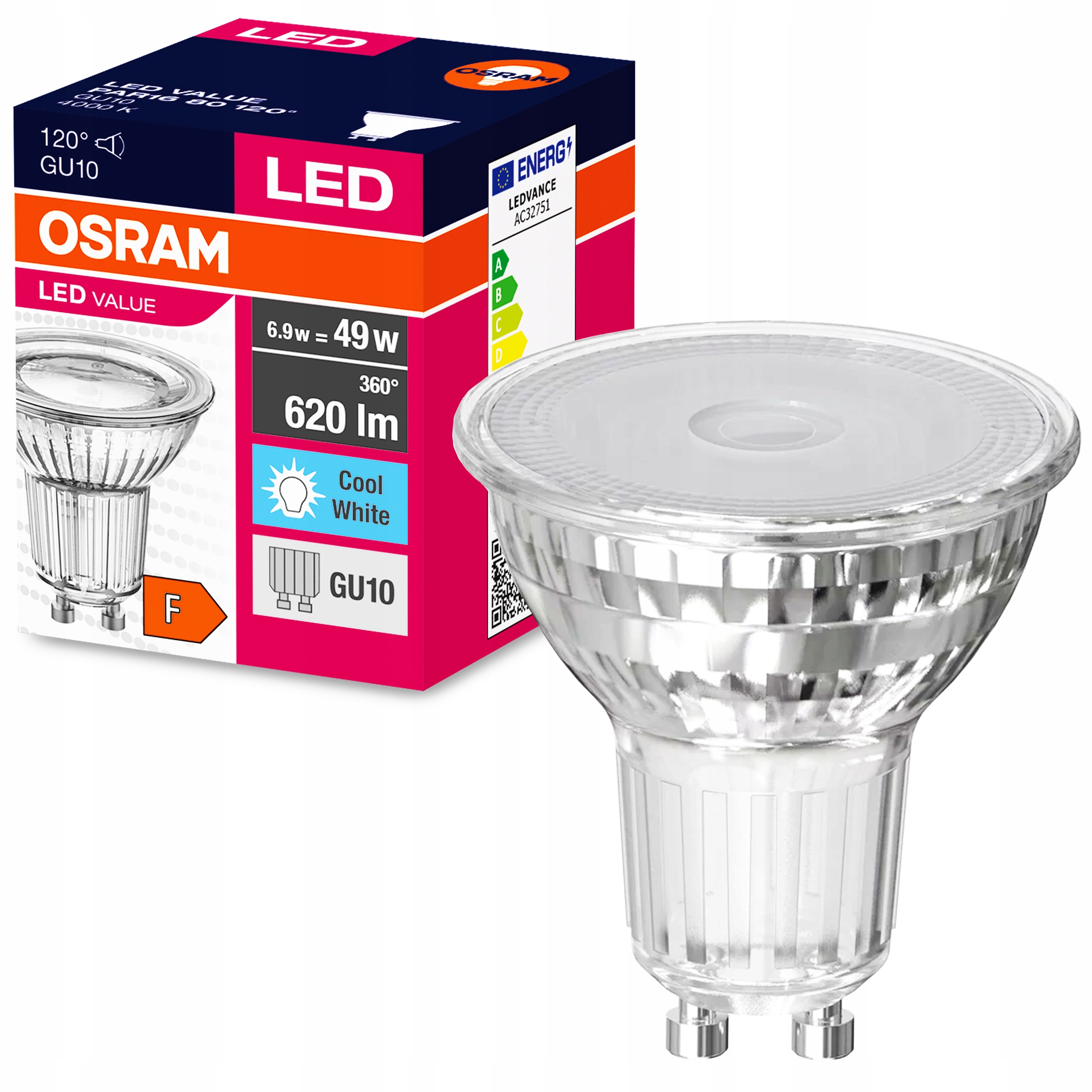 Żarówka LED VALUE PAR16 źródło światła GU10 6,9W 620lm 4000K OSRAM (4058075096721) • Cena ...