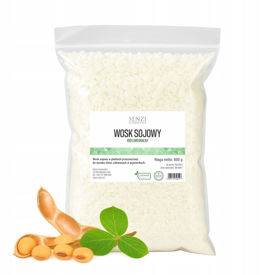 WOSK SOJOWY DO ŚWIEC Naturalny Świece Sojowe Premium SENZI COSMETICS (5904119326127) • Cena ...