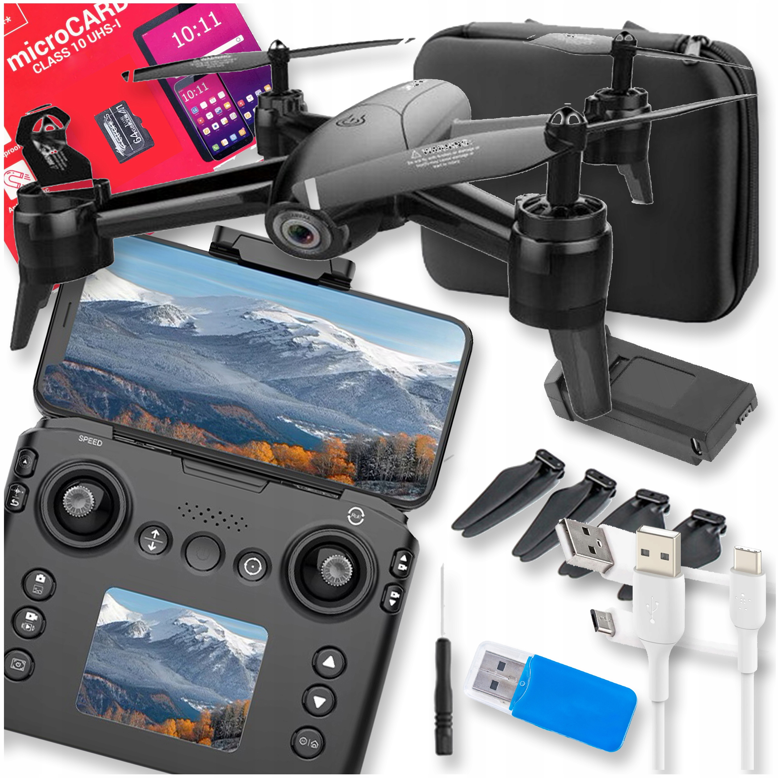 DRON MINI COMBO FLY RC KONTROLER Z LCD PRO WIFI 20 MIN LOTU AKUMULATOR ...