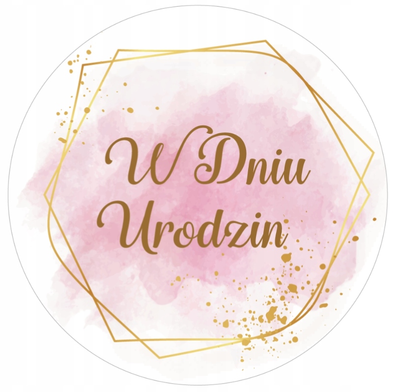 Opłatek na Tort W DNIU URODZIN URODZINY Wydruk Waflowy okrągły 20cm ...