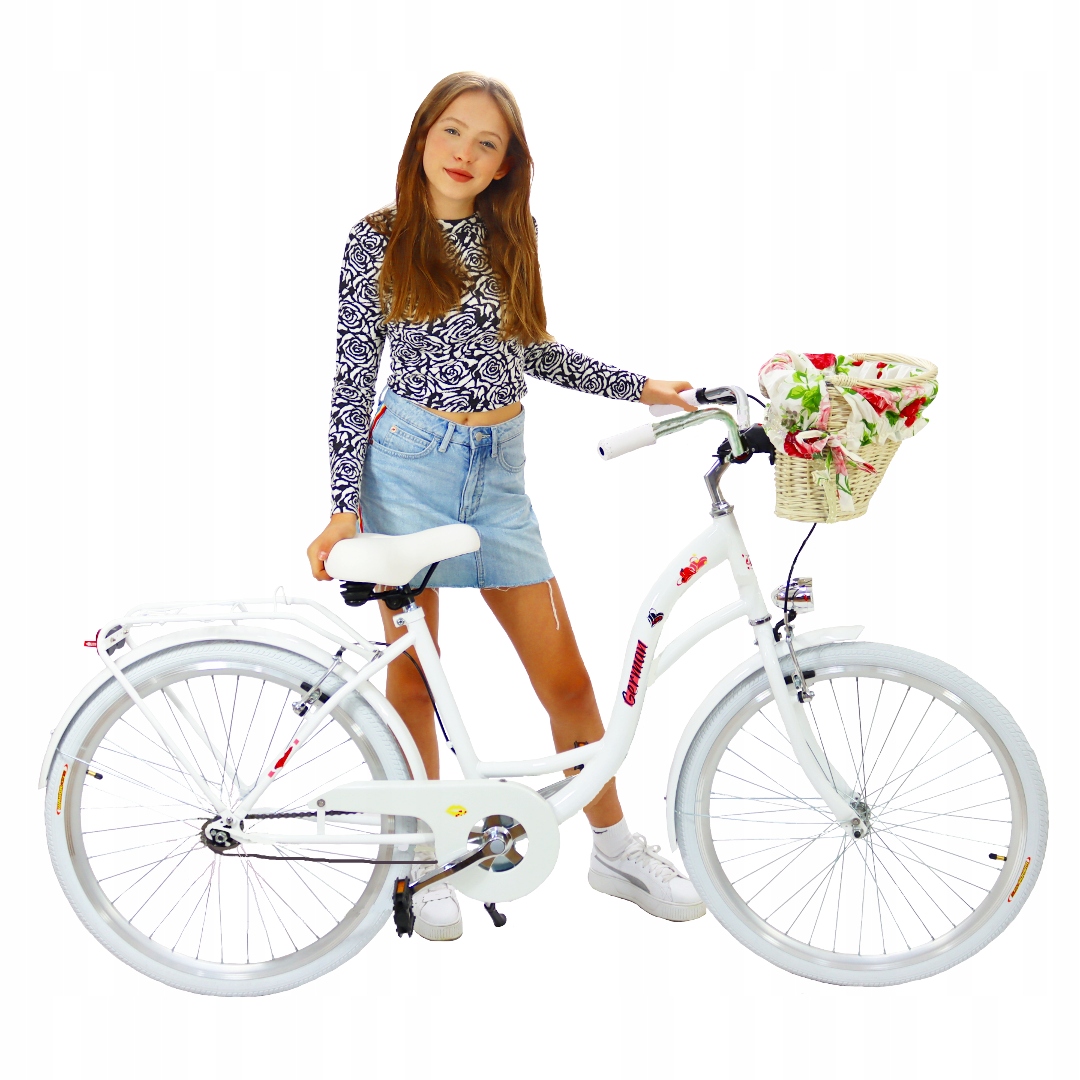 Rower miejski German ROWER DLA DZIEWCZYNKI NA KOMUNIĘ BIAŁY 26 CALI ...