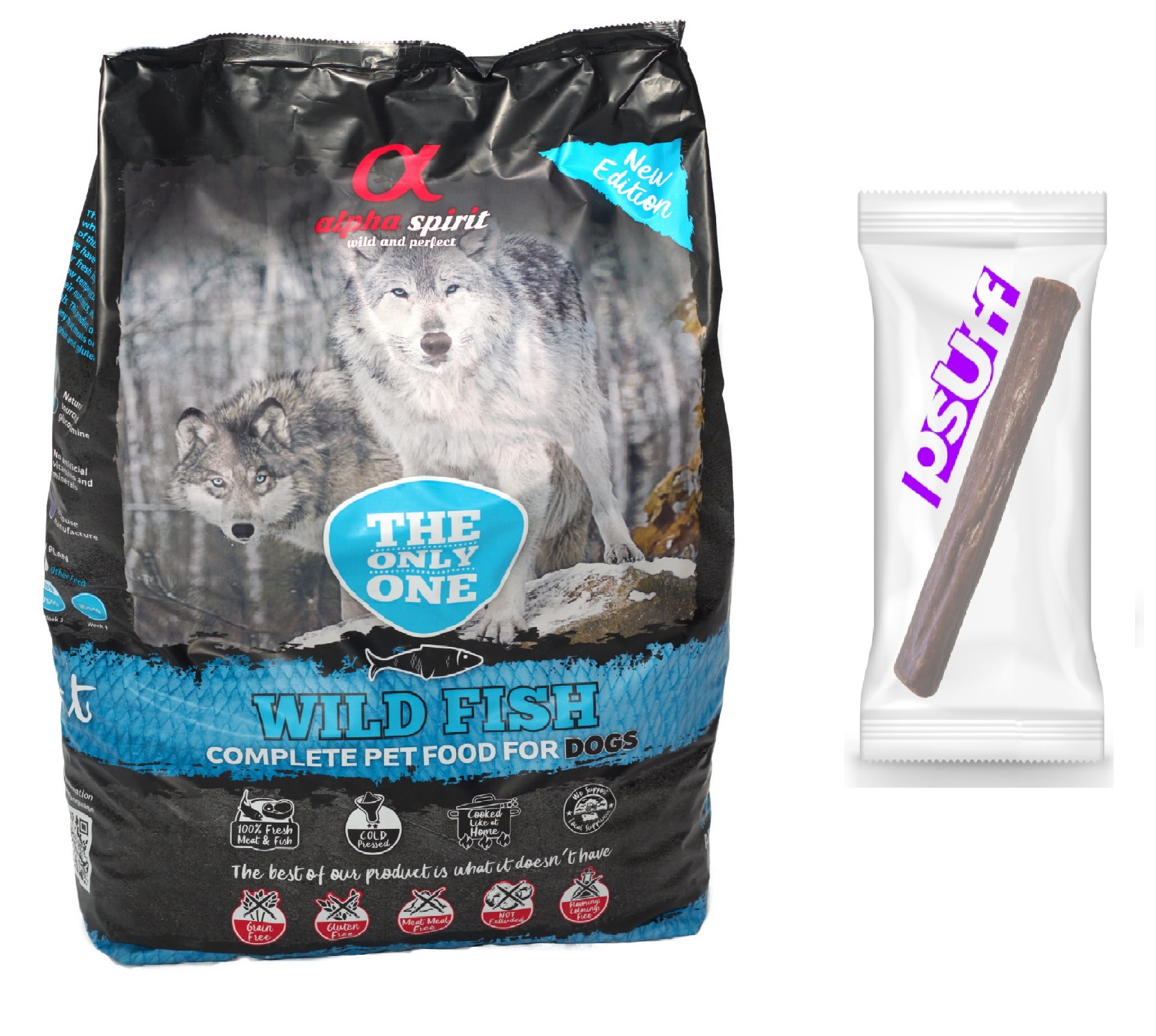 Alpha Spirit WILD FISH 12kg rybna karma dla psa + CYGARO z dzika 1szt ...