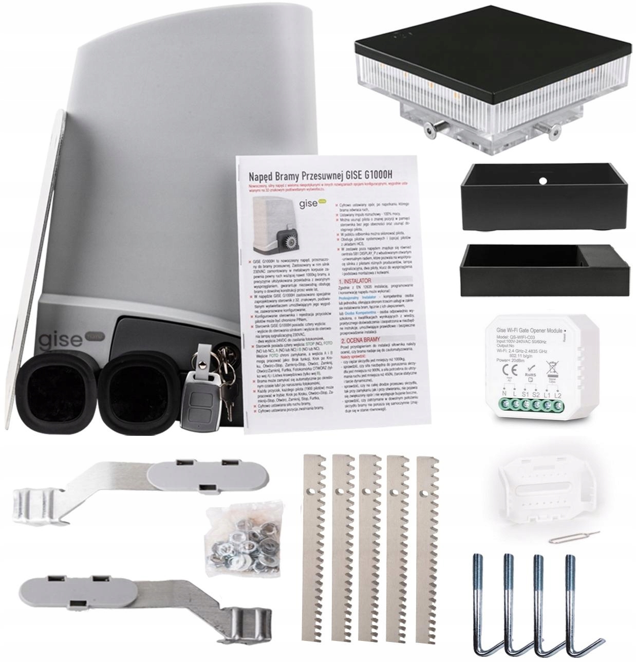 GISE G1000H ZESTAW NAPĘD DO BRAM PRZESUWNYCH 1000kg +5 LISTEW +MODUŁ Wi-Fi • Cena, Opinie ...