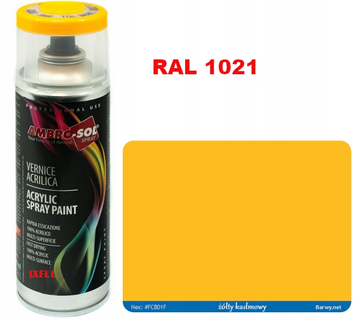 RAL 1021 ŻÓŁTY POŁYSK SPRAY 400ml profesjonal-line HQ AMBROSOL 1233 ...
