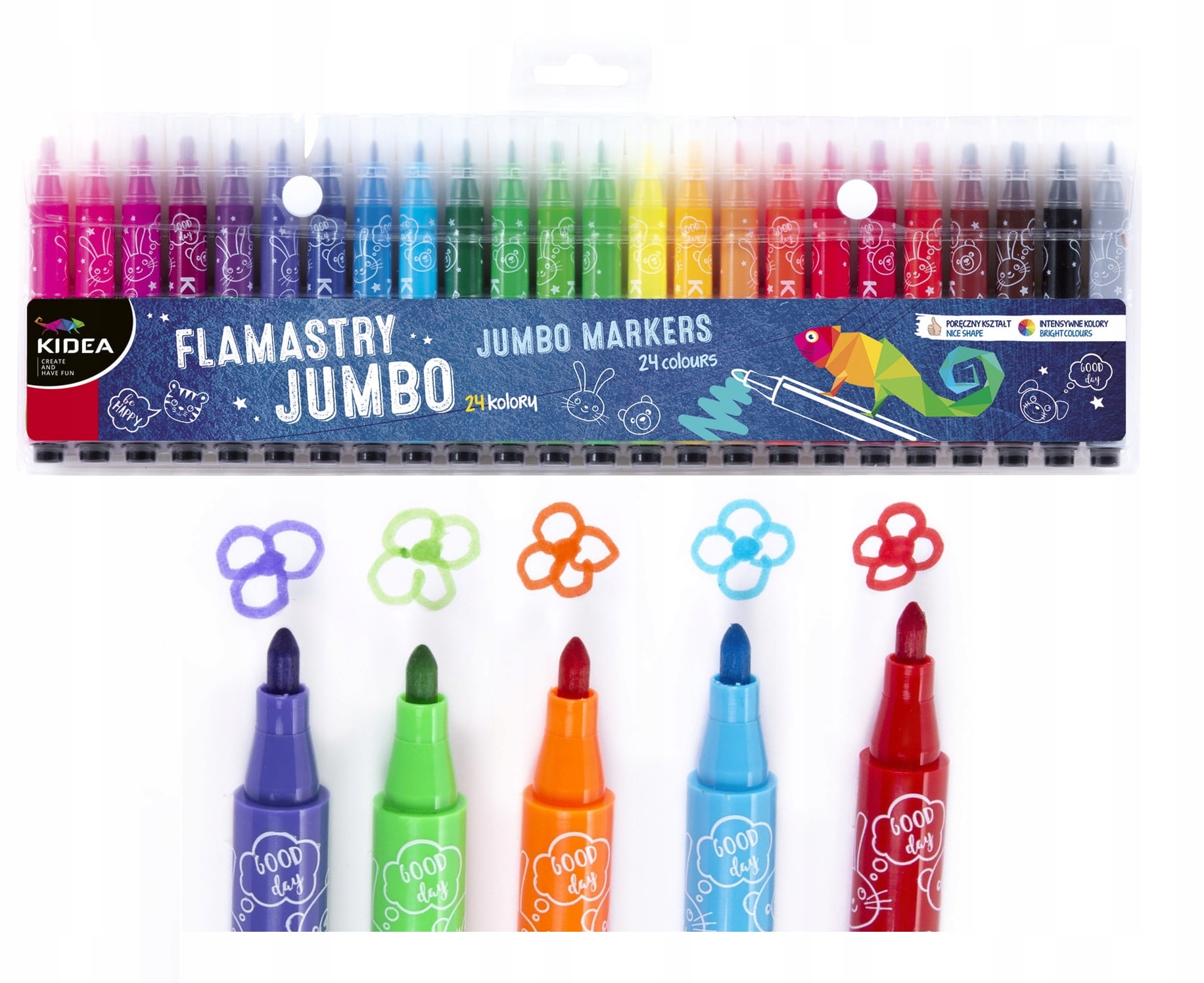 KIDEA PISAKI FLAMASTRY JUMBO GRUBE 24 kol 14159015534 - Allegro.pl