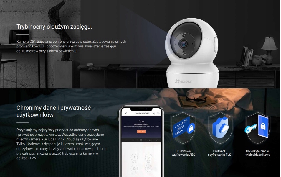 Kamera EZVIZ obrotowa wewnętrzna 2MP CSC6N IP WIFI – MDP Monitoring Śląsk