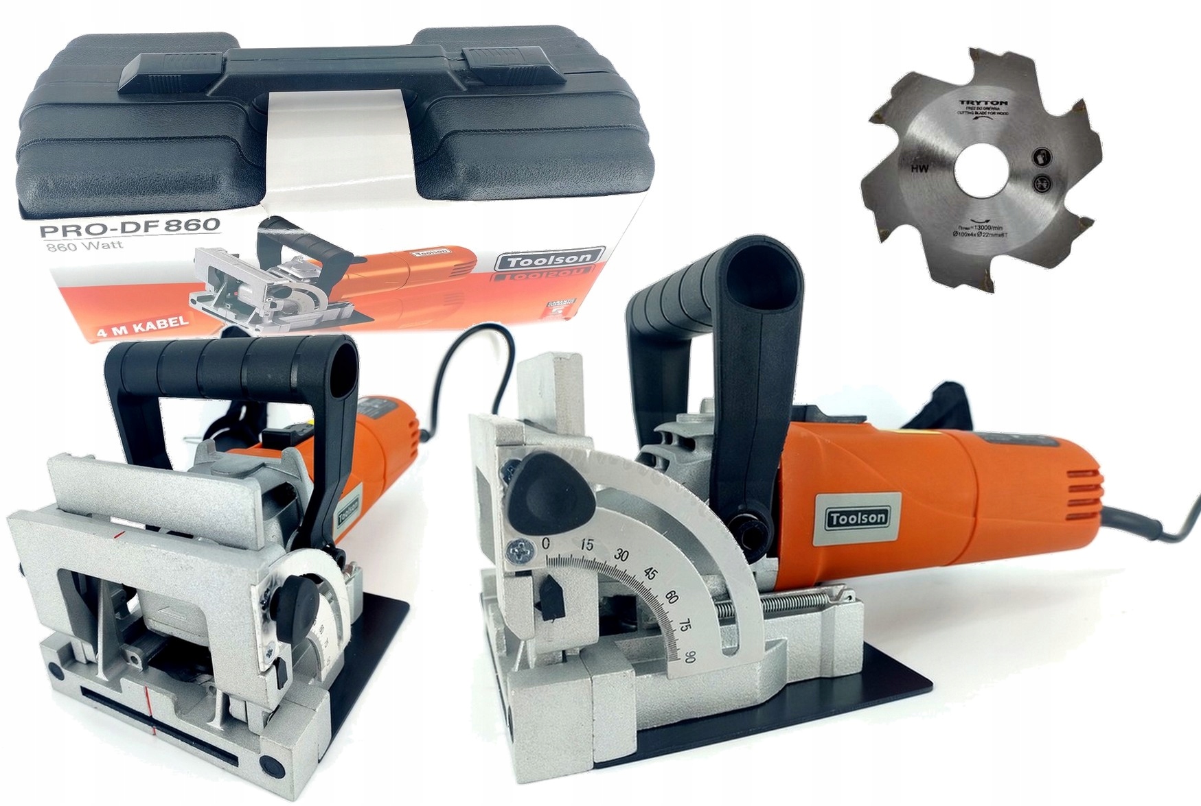 TOOLSON PRO-DF 860 FREZARKA DO POŁĄCZEŃ LAMELOWNICA 860W +WALIZKA +FREZ ...