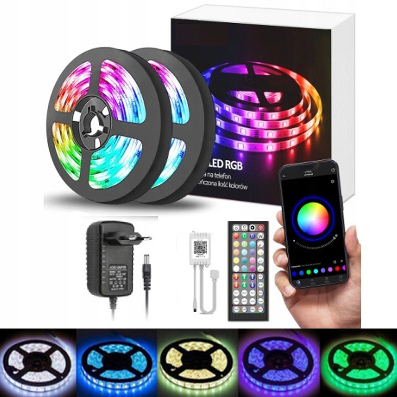 TAŚMA LED 30M RGB APLIKACJA BLUETOOTH MUZYKA PILOT (5905996534421 ...
