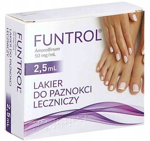 FUNTROL 50 mg/ml LECZNICZY LAKIER DO PAZNOKCI, GRZYBICA PAZNOKCI 2,5 ml ...