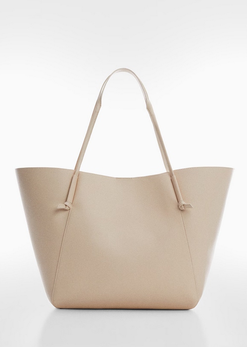 MANGO Torba torebka shopper z węzełkami na pasku ecru biały magnes duża • Cena, Opinie ...