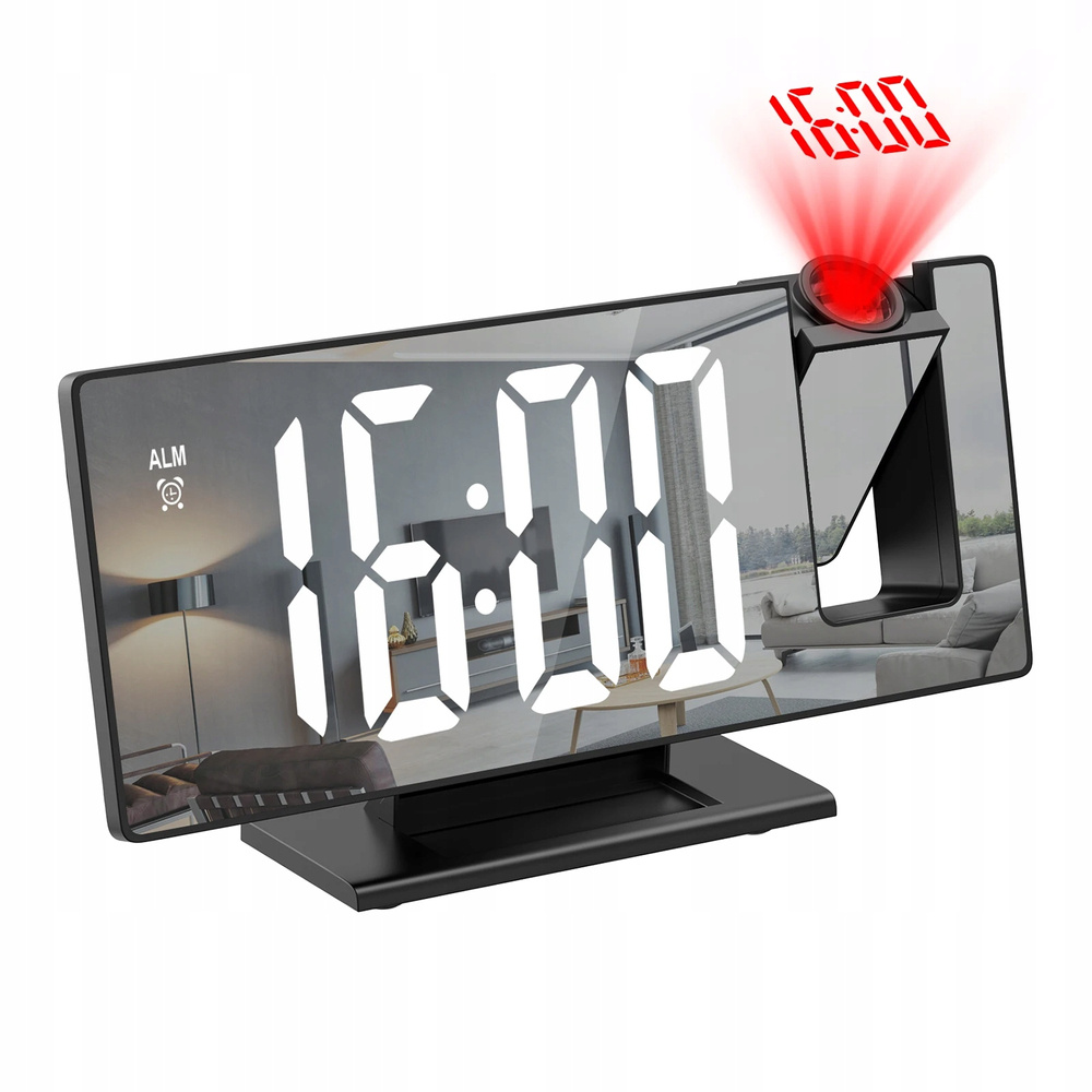 ZEGAR BUDZIK ELEKTRONICZNY CYFROWY LED TEMPERATURA PROJEKTOR ...