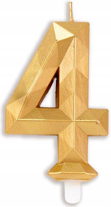 METALICZNA ŚWIECZKA NA TORT złota cyfra cztery 4 13551754999 - Allegro.pl