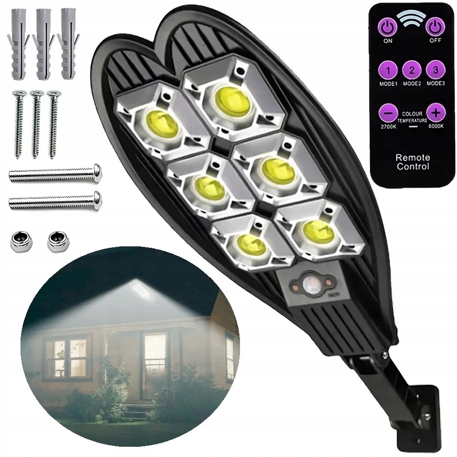 LAMPA SOLARNA LED czujnik ruchu do ogrodu uliczna z pilotem 600w (4016212178082) • Cena, Opinie ...