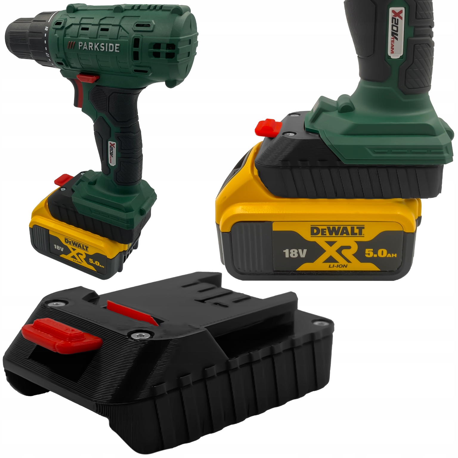 Adaptér z baterie Dewalt 18V pro Parkside X20V za 356.00CZK - Allegro