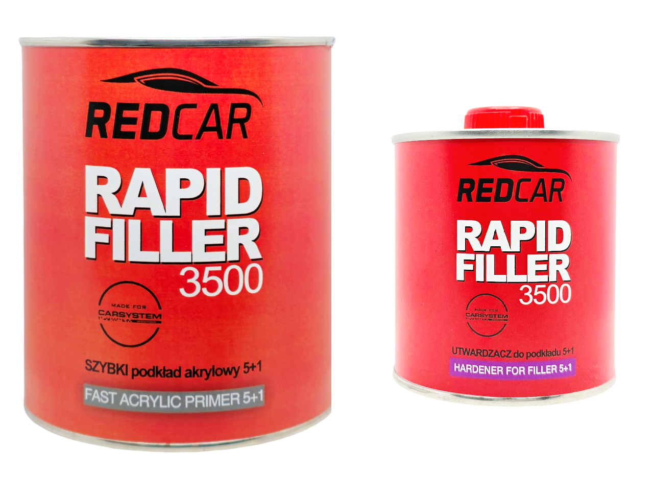 REDCAR RAPID FILLER 3500 Szybki podkład akrylowy SZARY 0,8L+utw ...