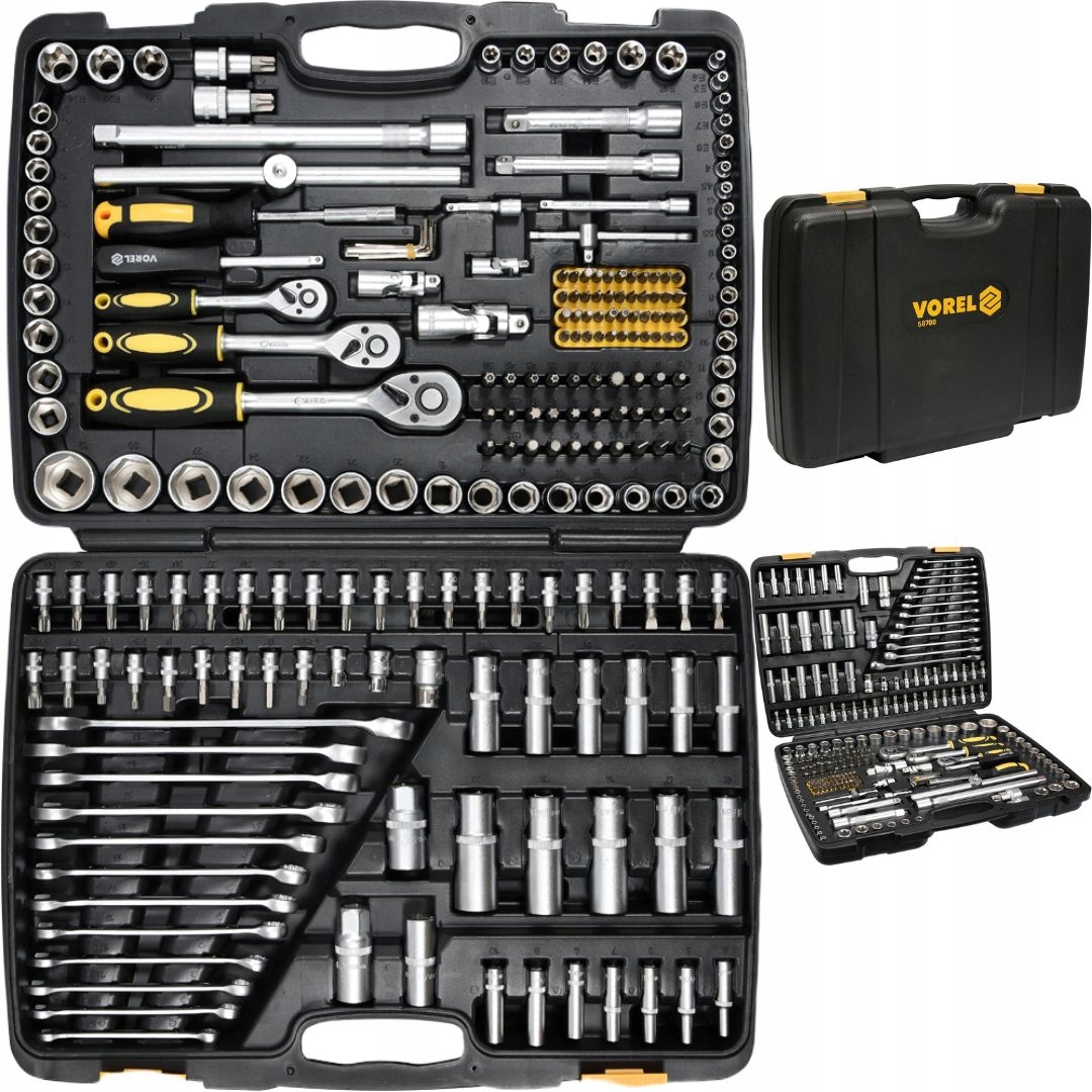 SADA NÁŘADÍ NÁSTRČNÝCH KLÍČŮ 216 KS KUFR XXL VOREL za 2068 Kč - Allegro