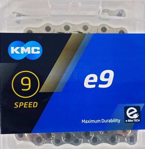Łańcuch ROWEROWY KMC e9 9 rzędowy E-bike 122 BOX - 4715575883991 - 12063980055 - Allegro
