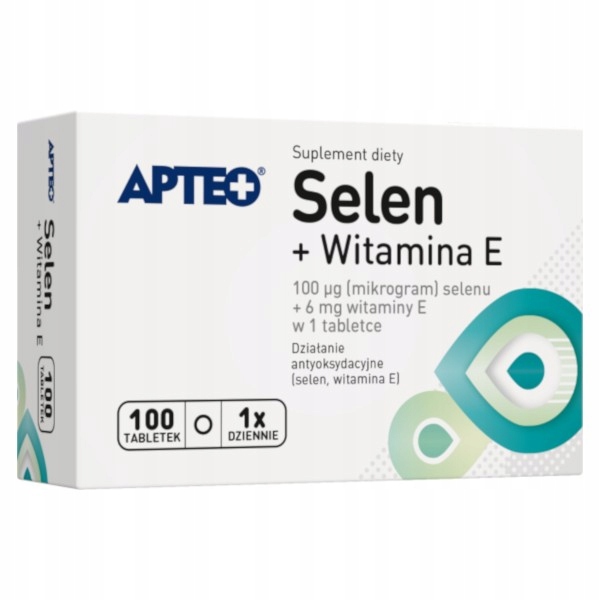 Selen 100 mcg + witamina E APTEO 100 tabletek (5907553014353) • Cena ...
