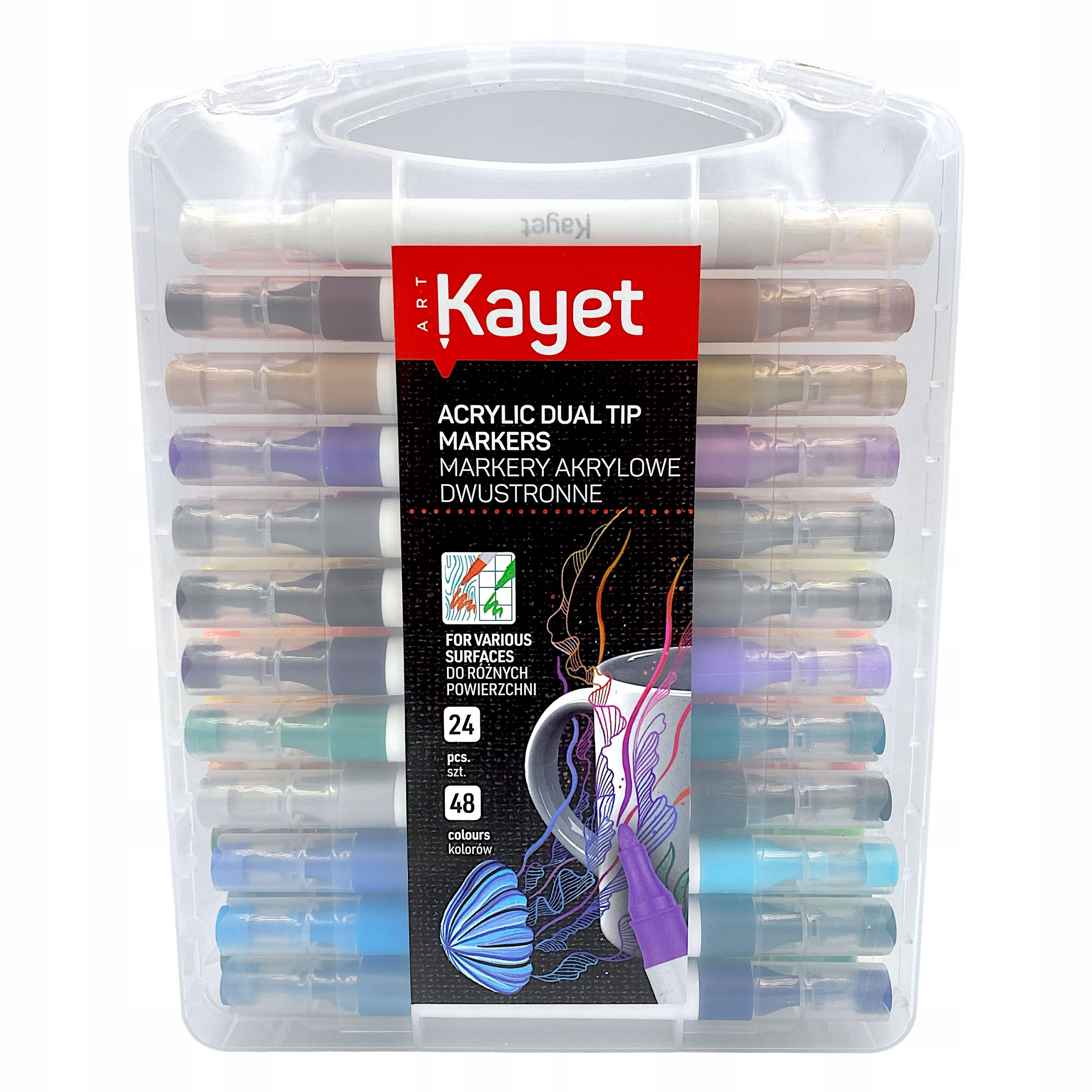 Kayet Markery akrylowe do Różnych Powierzchni Dwustronne 24szt 48kol. • Cena, Opinie - Allegro