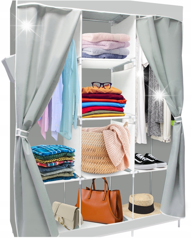 Szafa Materiałowa Składana Organizer Półki Regał Na Ubranie Buty Szafka ...