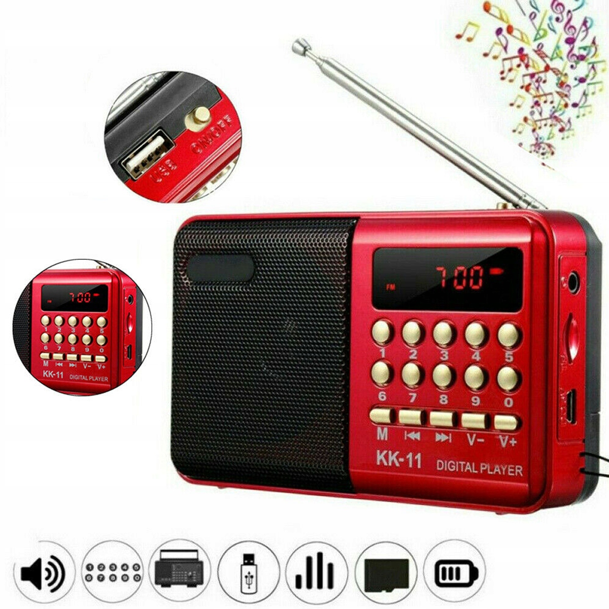 Przenośne Radio, FM/AM Mini kuchenne Radio, Odtwarzacz MP3 USB - Sklep, Opinie, Cena w Allegro
