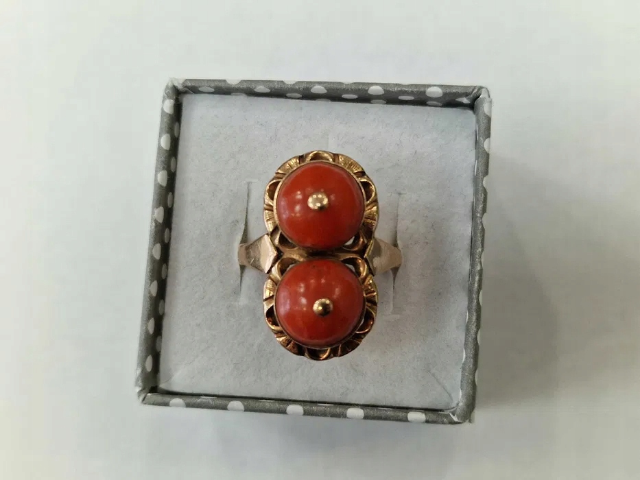 Złoty pierścionek/ 585/ 6.93 gram/ R17/ Koral • Cena, Opinie ...