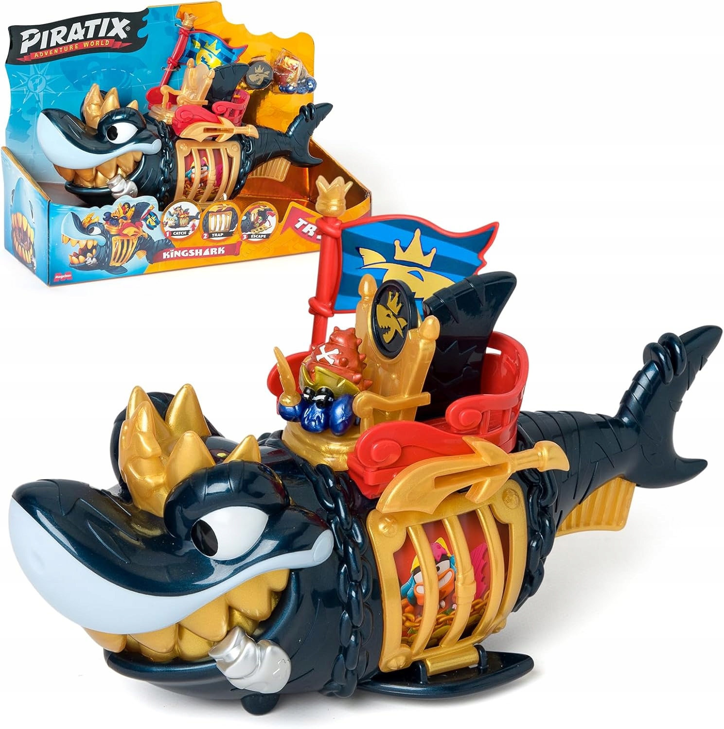 PIRATIX King Shark Golden Teeth Złoty Rekin z Klatką (8431618036747 ...
