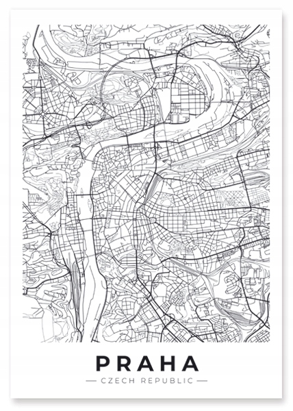 Mapa Praha, New Yorku, Paříže, Londýna, Říma – mapy známých měst 70x100 ...