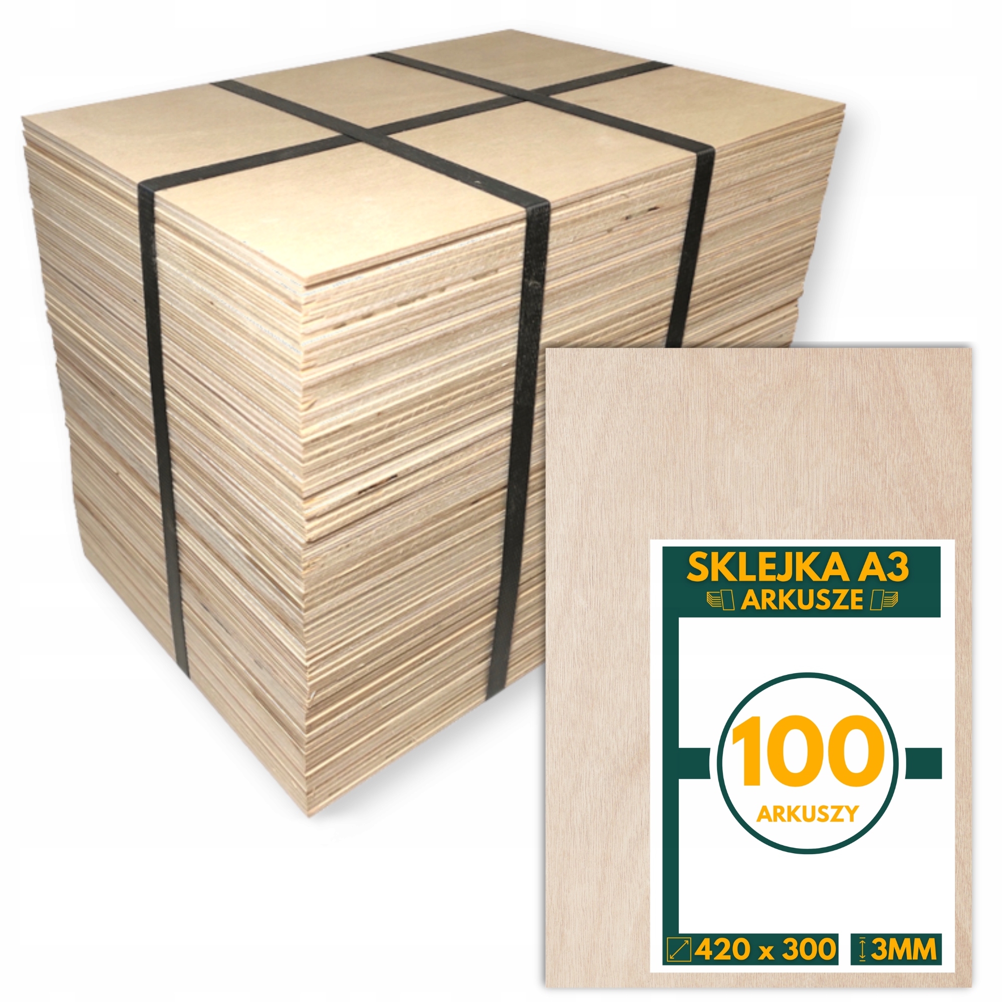 SKLEJKA 3MM DO LASERA KLASA 1 / 2 FORMATKA A3 100 SZT (5904035753335) • Cena, Opinie • Sklejki ...