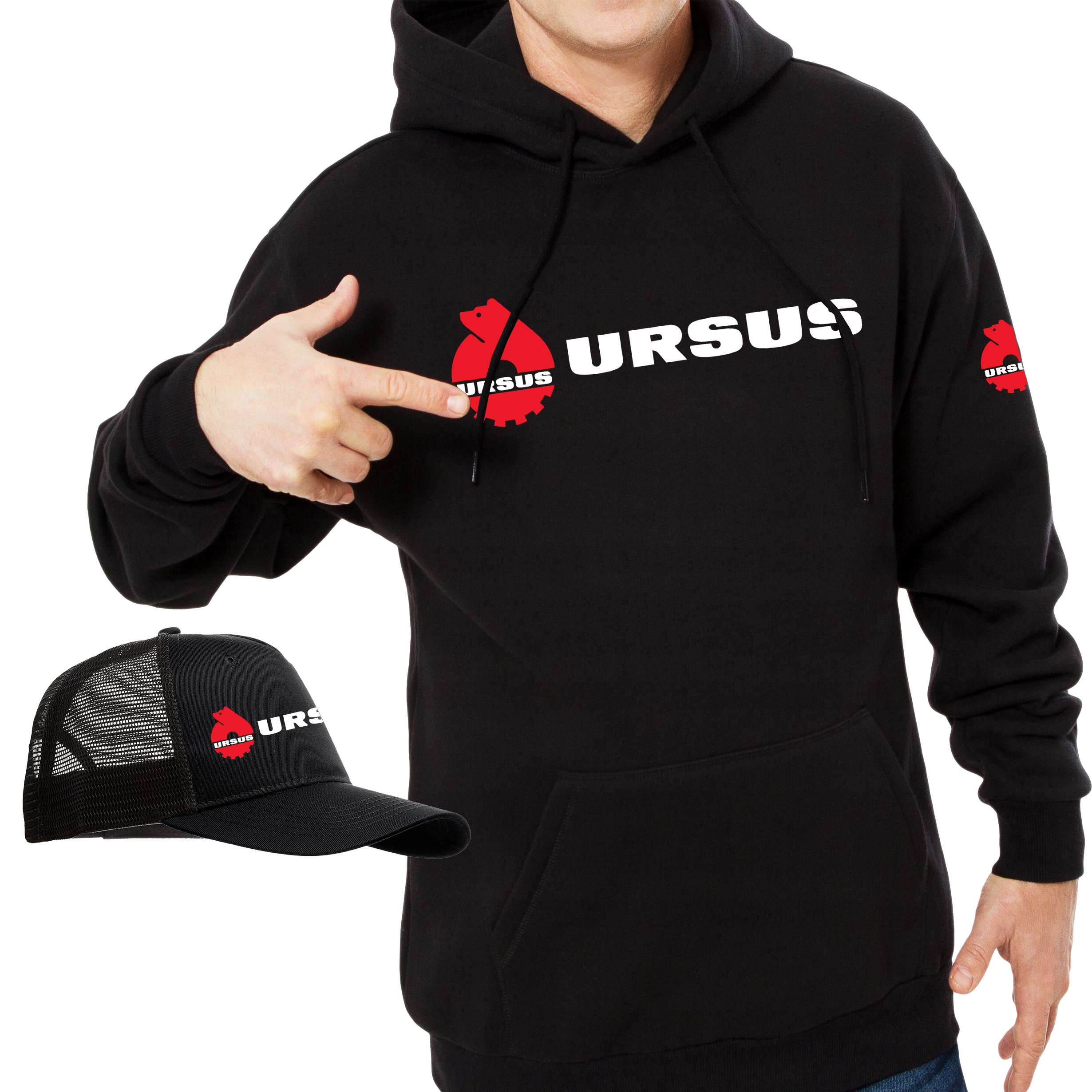 BLUZA URSUS MĘSKA Z NADRUKIEM URSUS ROLNIK CIĄGNIK CZAPKA Z DASZKIEM XL ...