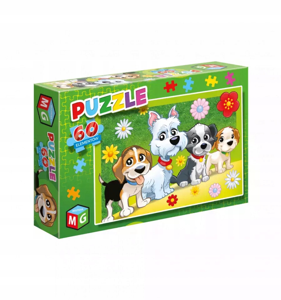 Puzzle 60 Pieski kwiatki Multigra (5906395301874) • Cena, Opinie ...
